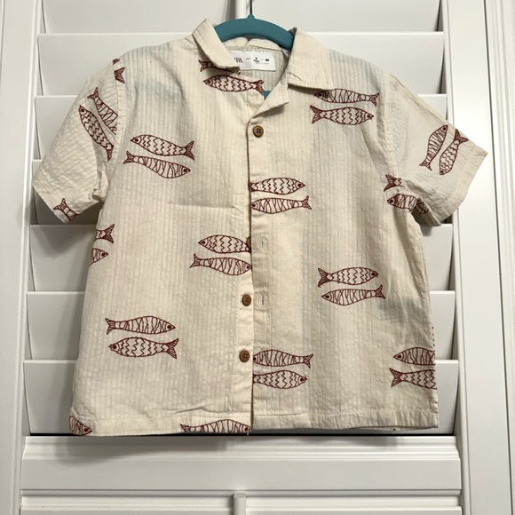 Zara | Shirts & Tops | Fish Buttondown Shirt | Poshmark